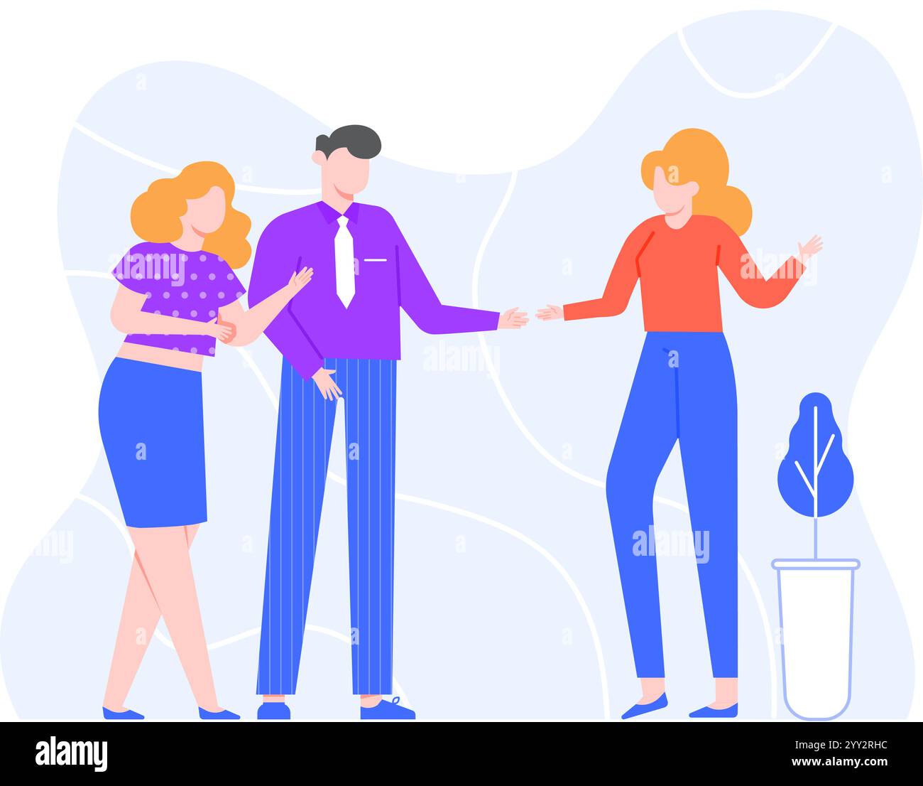 Office workers engaging in handshakes, celebrating successful projects ...