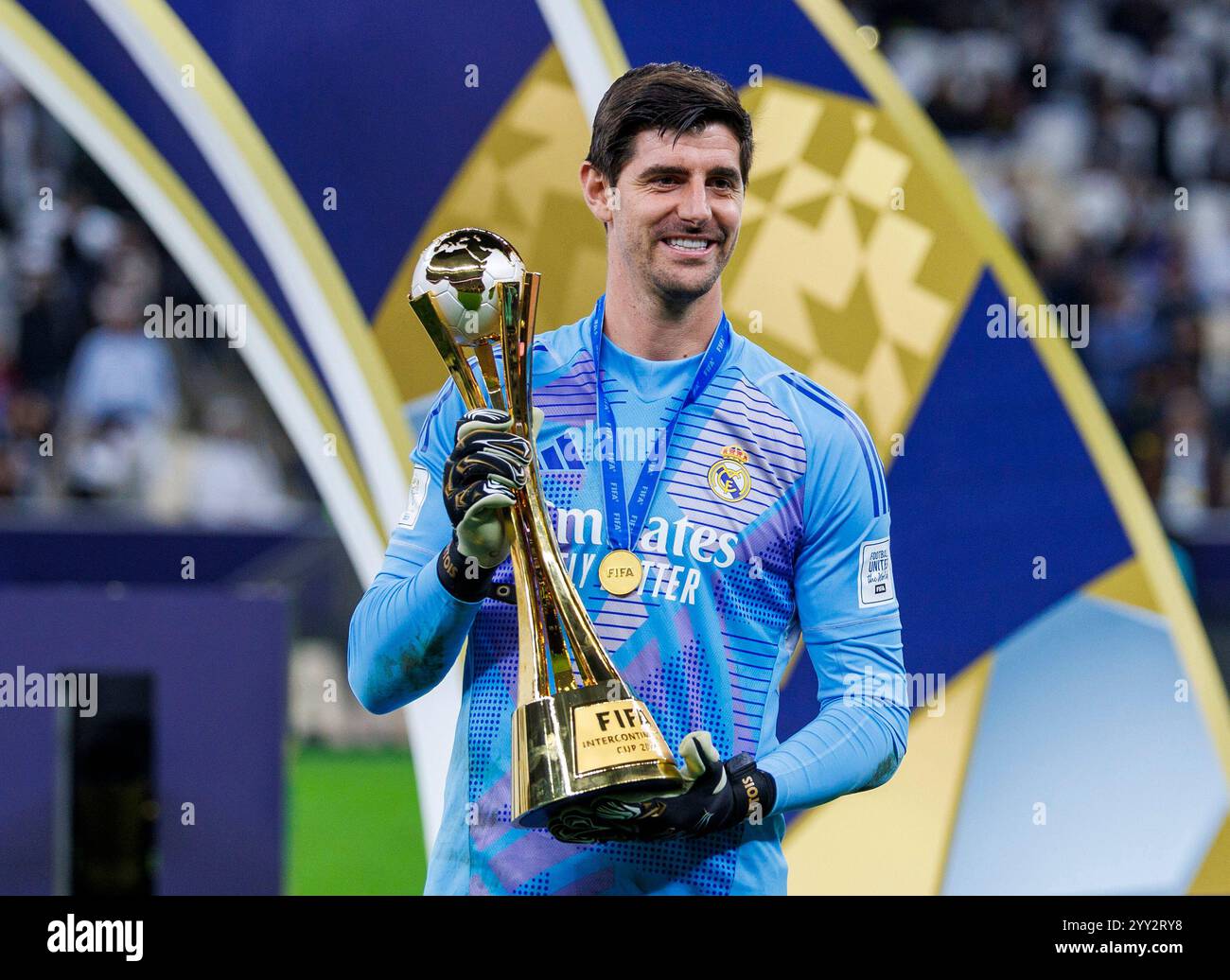 Doha, Qatar. 18th Dec, 2024. Real Madrid goalkeeper Thibaut Courtois ...