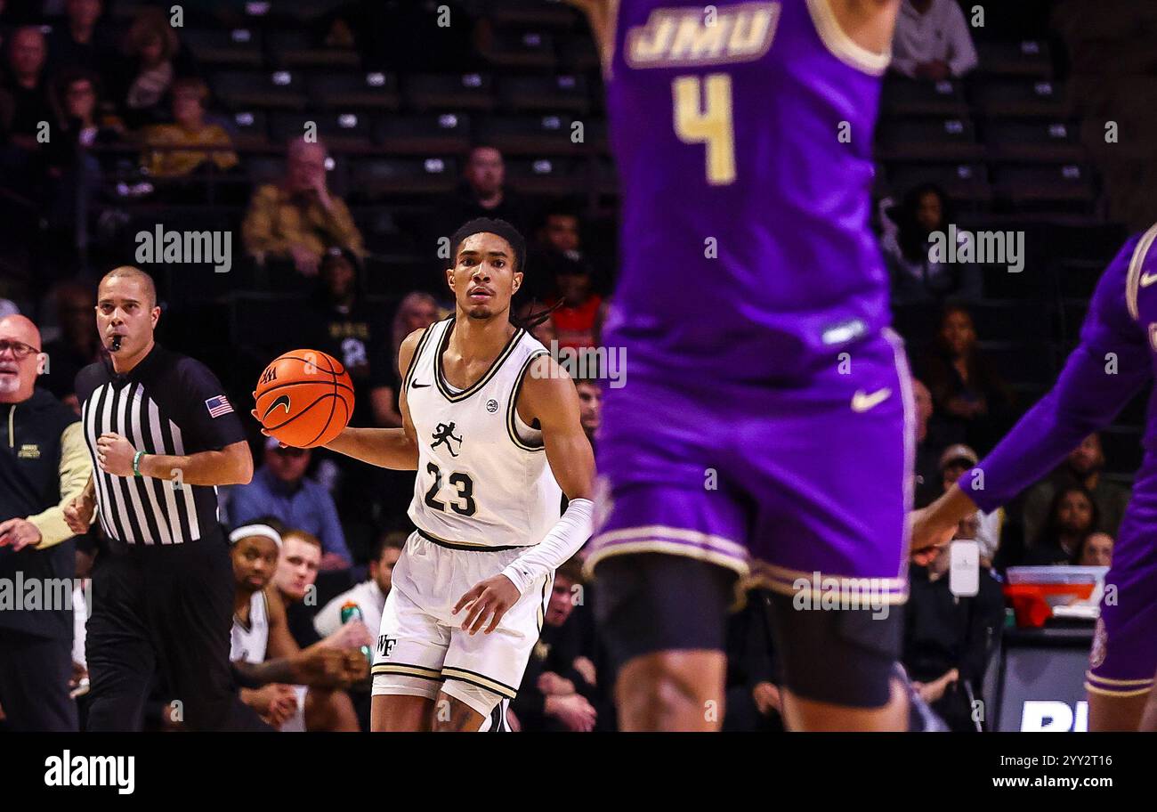 December 17, 2024: Wake Forest guard Hunter Sallis (23) dribbles ball ...