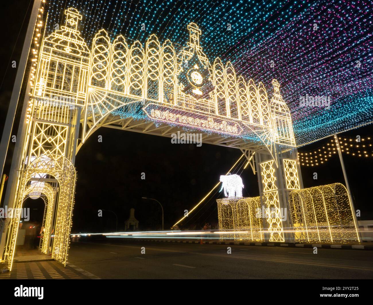 CHIANG MAI, THAILAND - December 18, 2024 : View of beautiful lighting during the New Year's ...