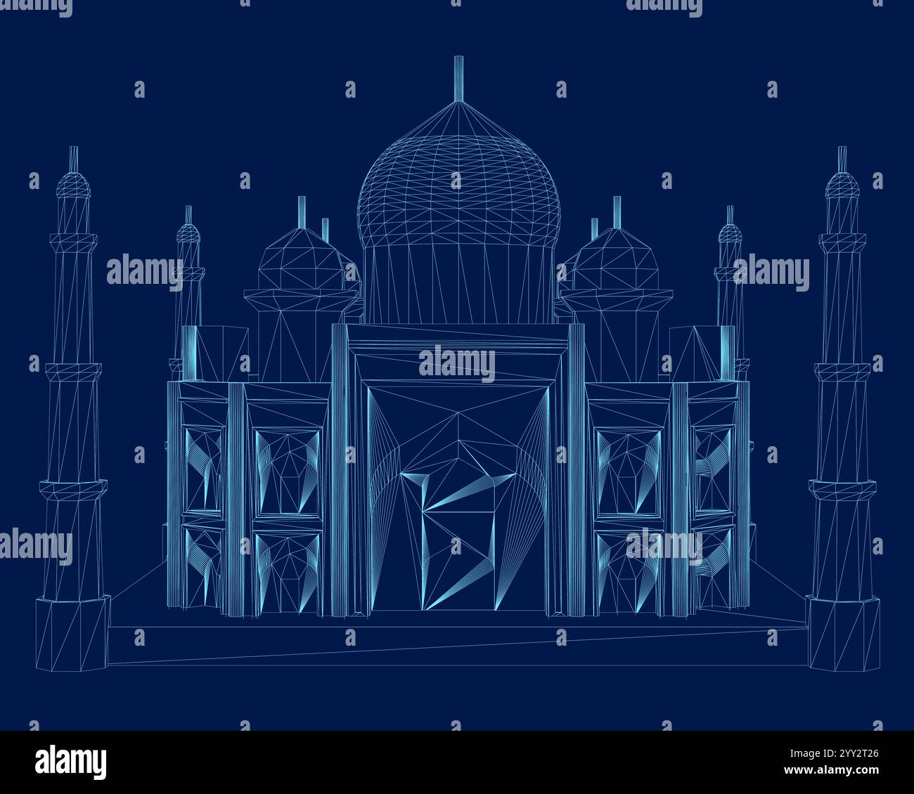 Taj mahal contour vector illustration. Front view Stock Vector Image ...