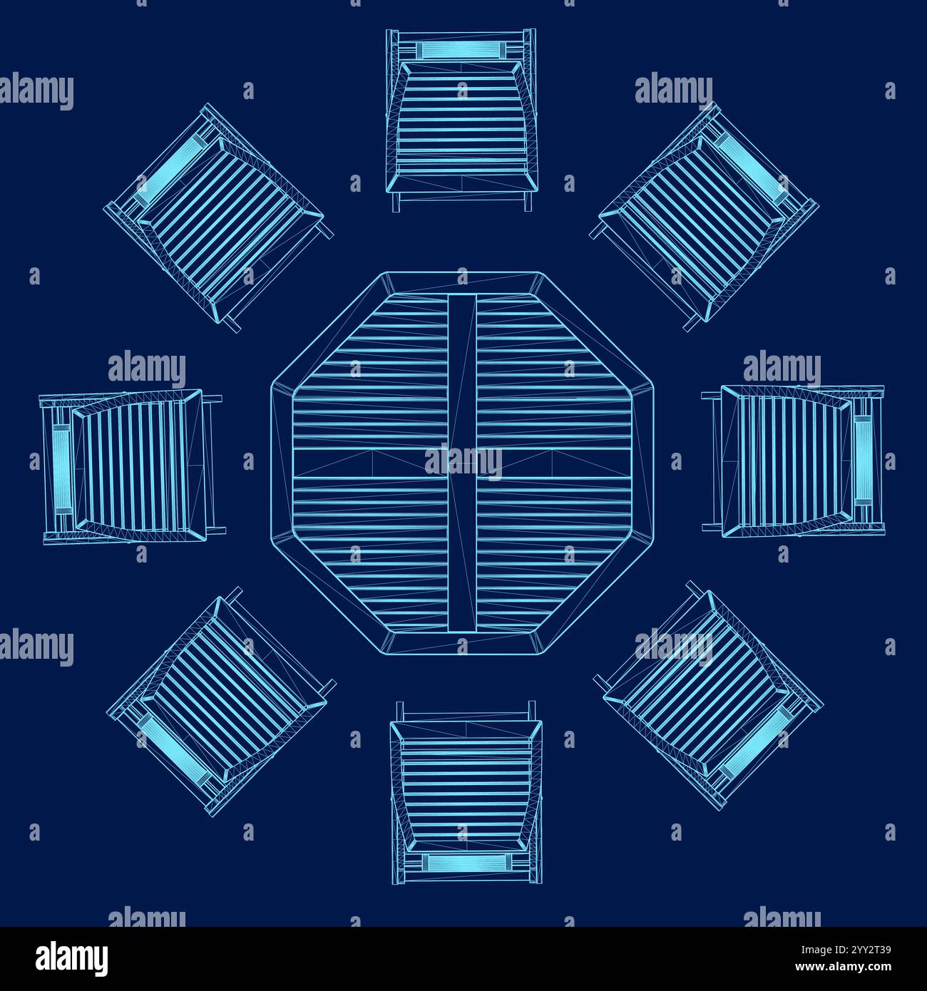 Set of chairs and table for restaurants and cafes. Simple interior ...