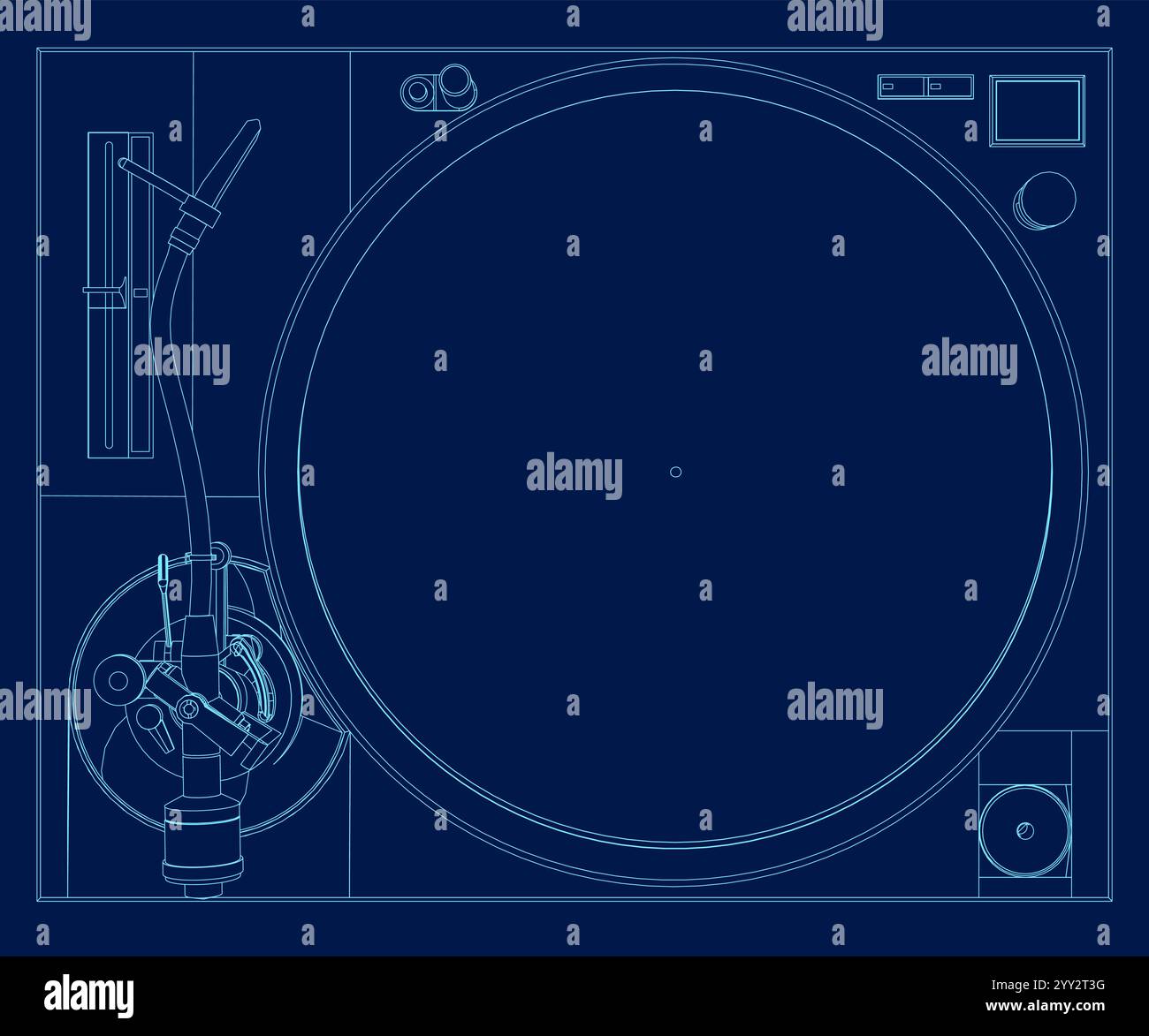 Vinyl Record player outline. Player for vinyl record. Retro design. Top ...