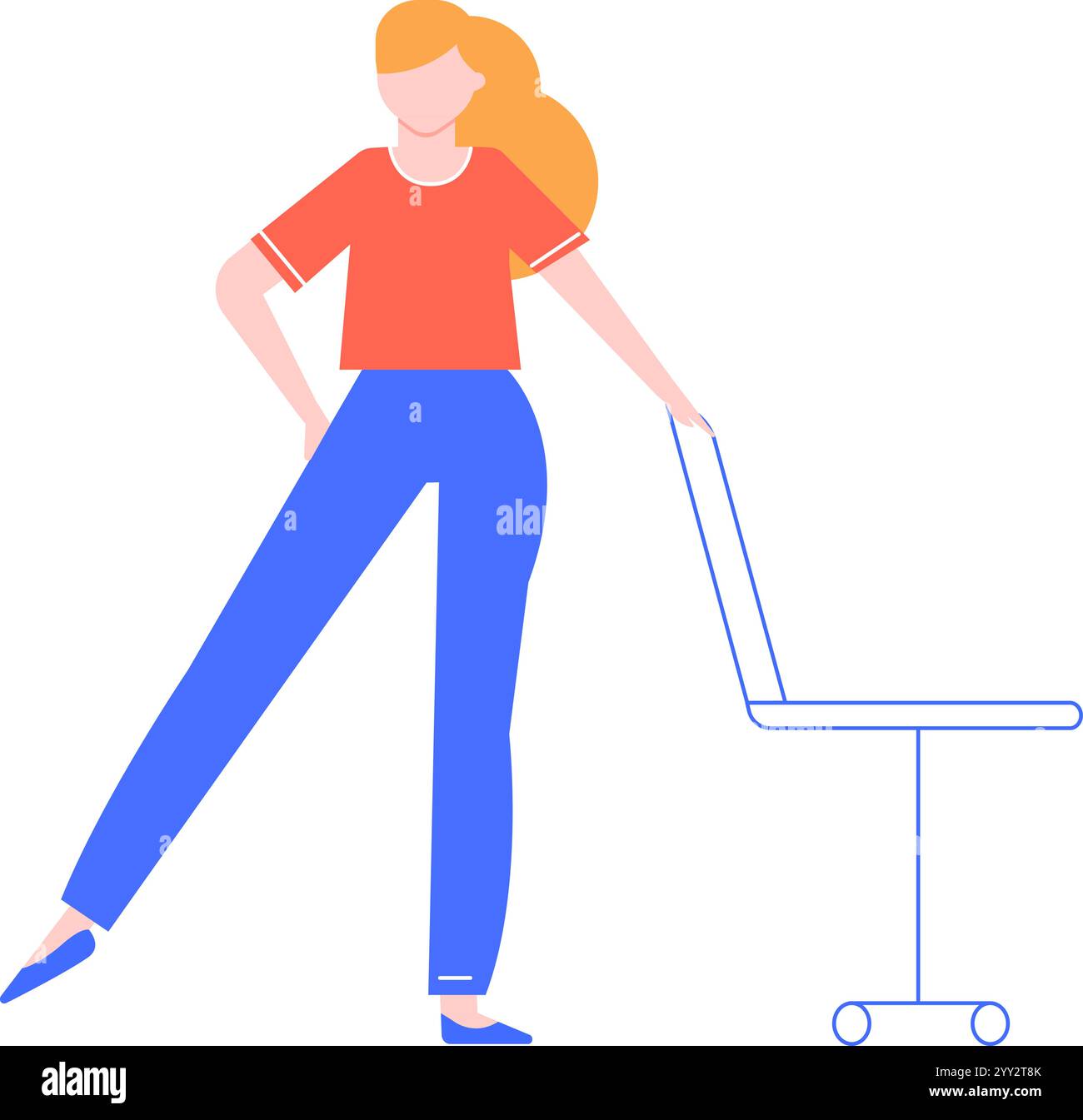 Office worker doing stretching exercises during a break, promoting ...