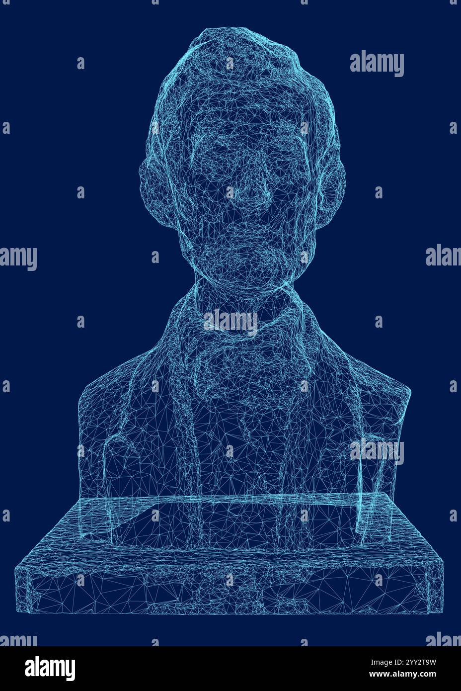 Statue wireframe of Abraham Lincoln. 3D. Bust of Lincoln on a dark ...