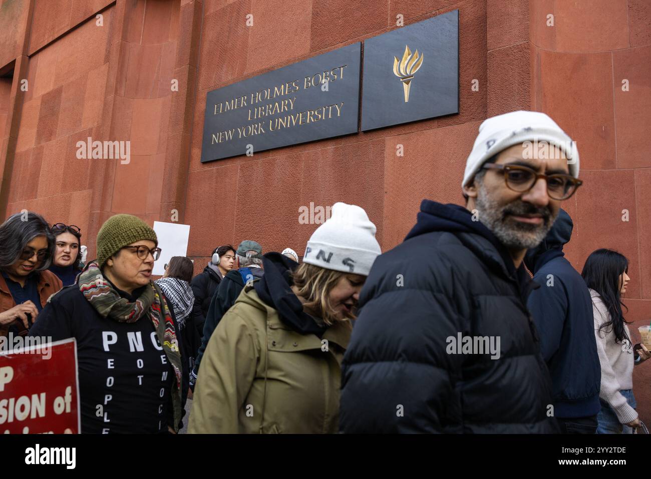 New York, USA. 18th Dec, 2024. Protesters picketed in front of the ...