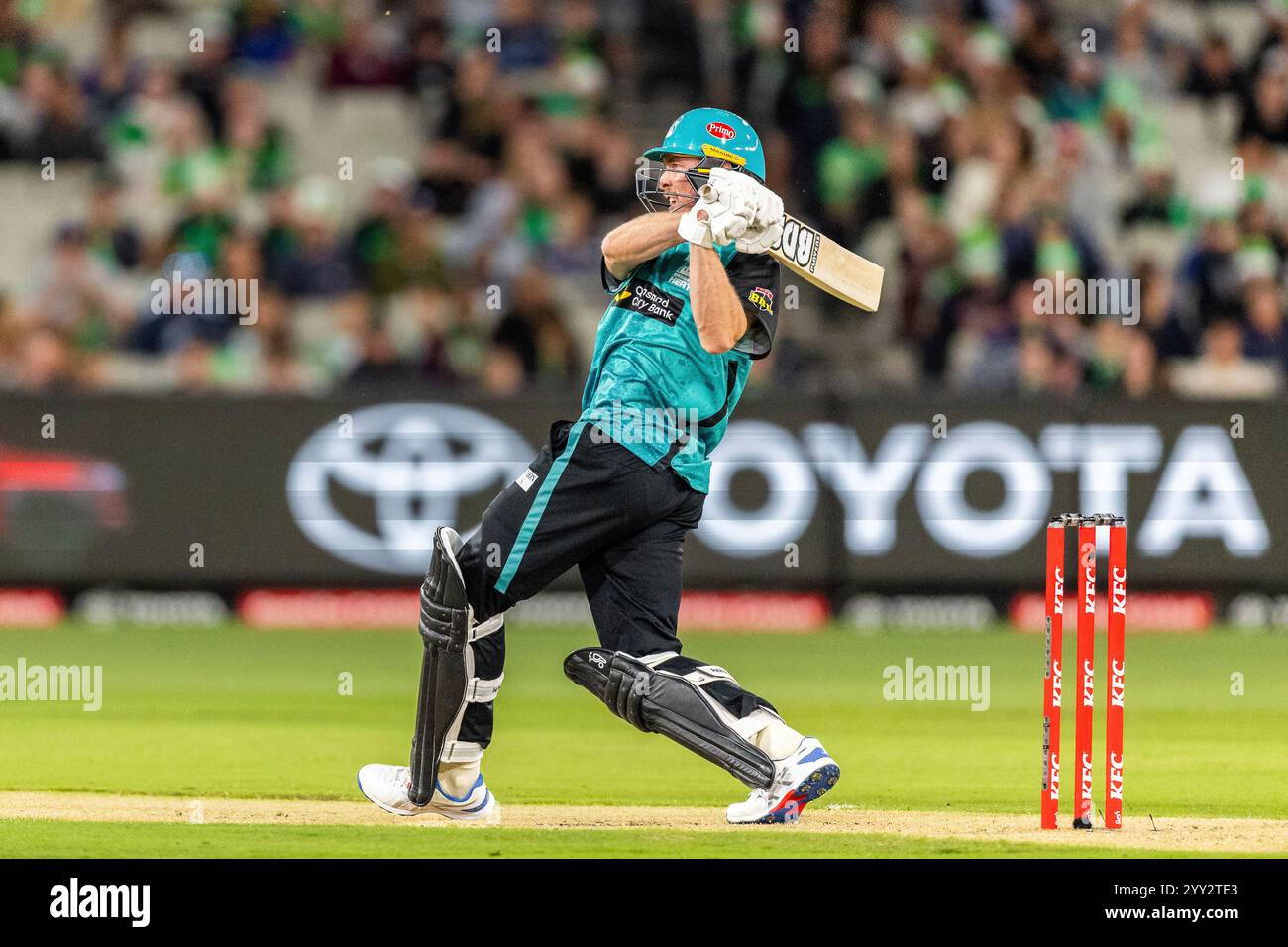 MELBOURNE, AUSTRALIA - DECEMBER 18: Jack Wood of Brisbane Heat pulls ...