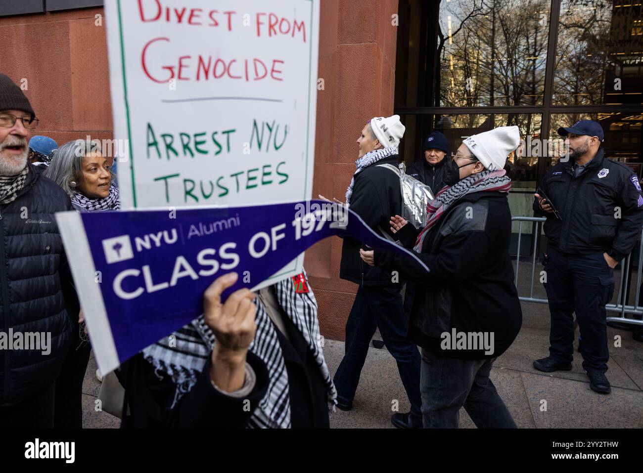 New York, USA. 18th Dec, 2024. Protesters picketed in front of the ...