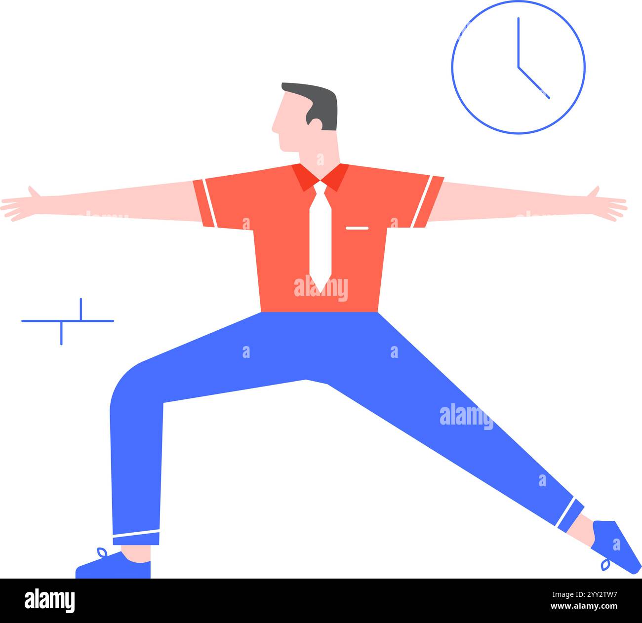 Office worker engaging in yoga stretches and exercises during break ...