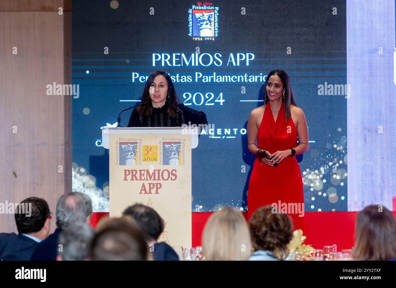 The deputy of Sumar, Tesh Sidi (right) and the leader of Podemos, Ione ...