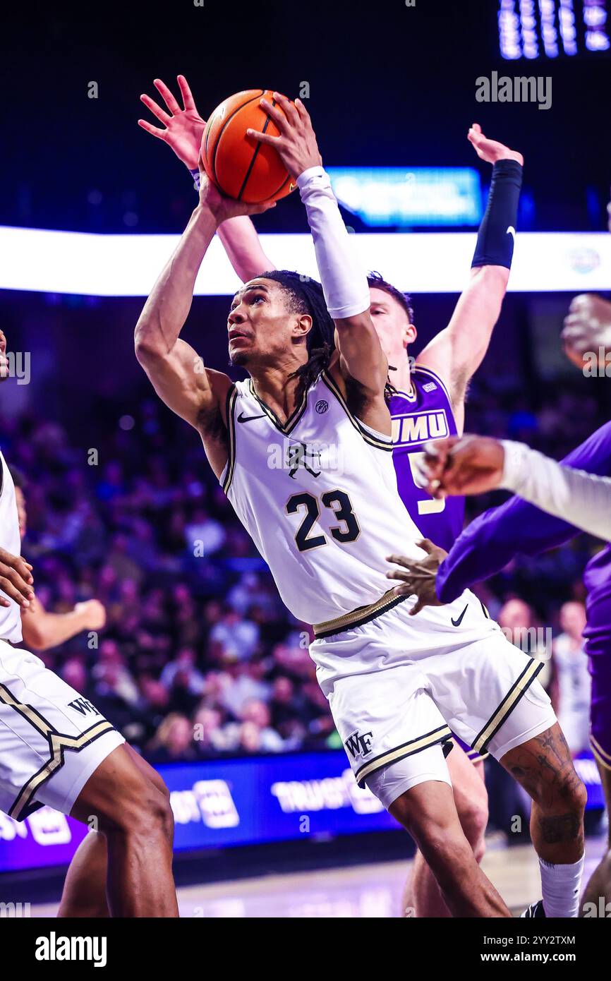 December 17, 2024: Wake Forest guard Hunter Sallis (23) drives to the ...