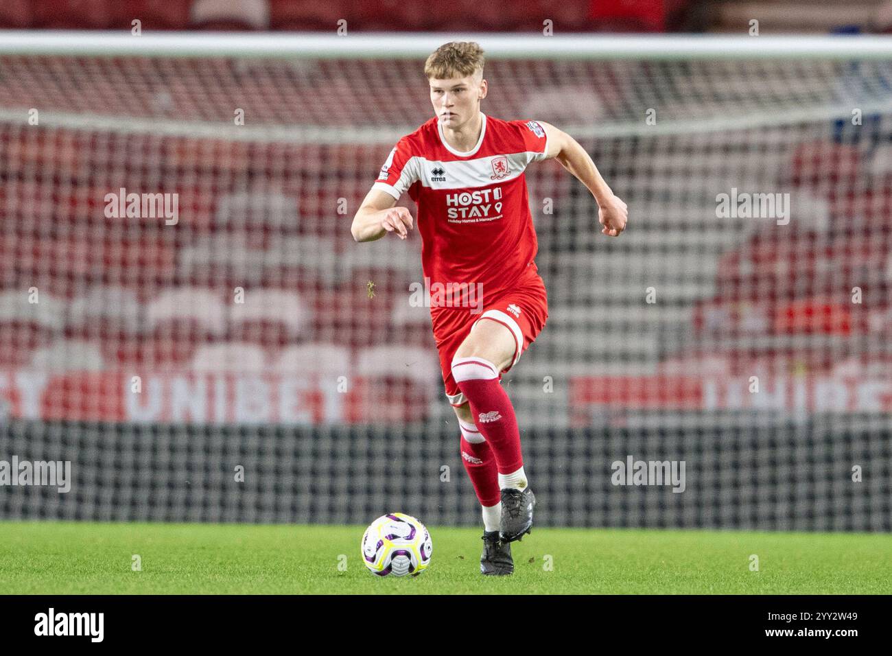 Middlesbrough's Harley Hunt drives forward during the Premier League ...