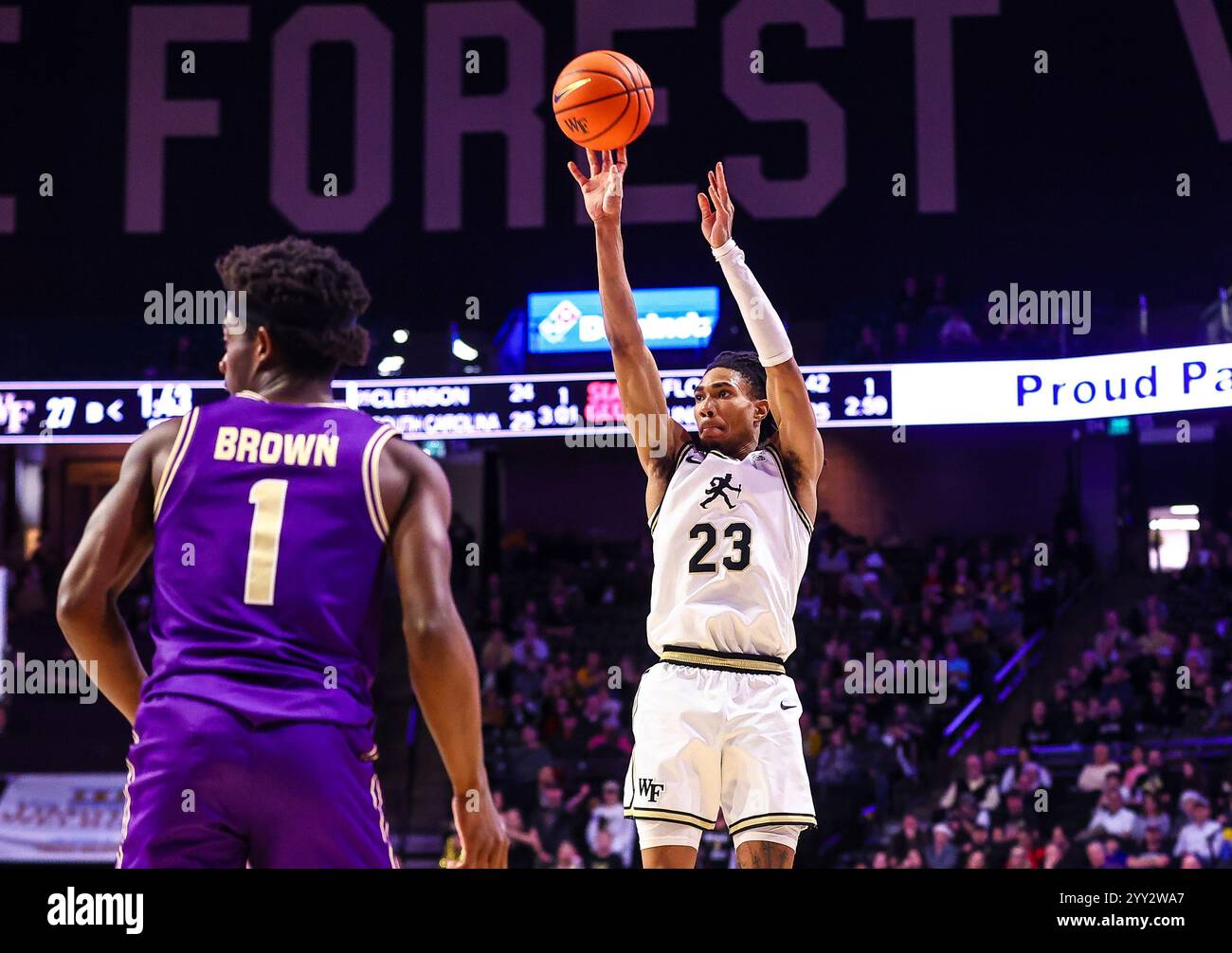 December 17, 2024: Wake Forest guard Hunter Sallis (23) takes a 3 point ...