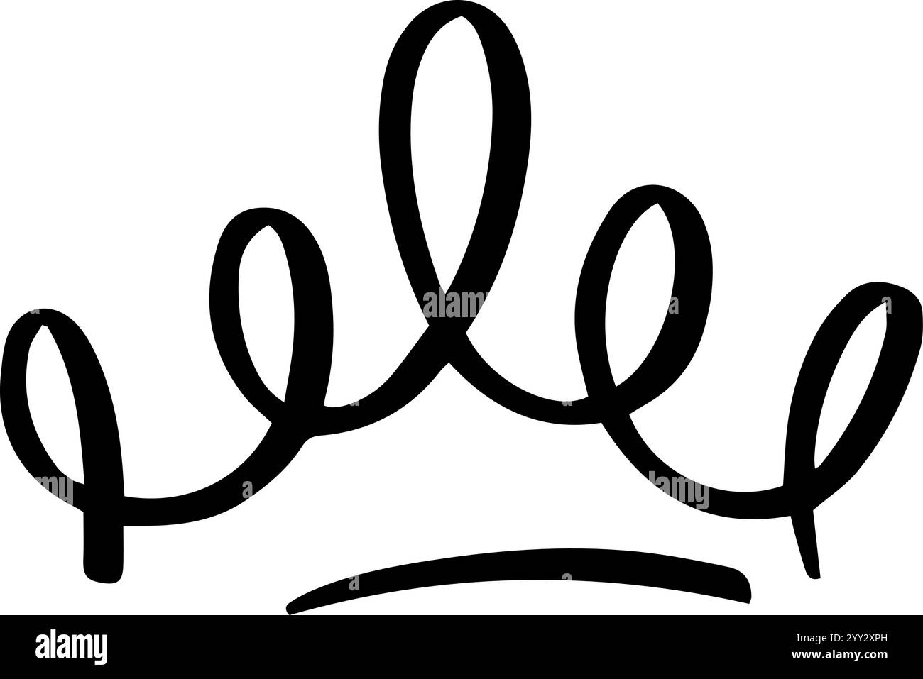 Simple, elegant line art illustration of a hand drawn crown ...