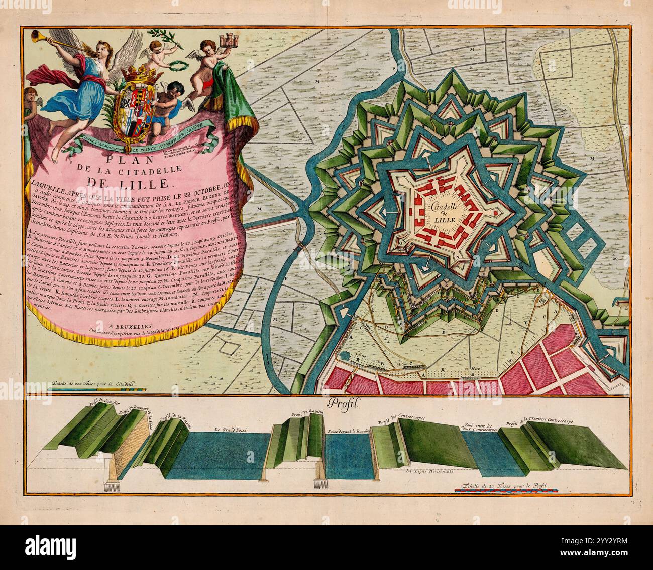 Vintage Map: Plan of the citadelle de Lille, by Eugène-Henri Fricx ...
