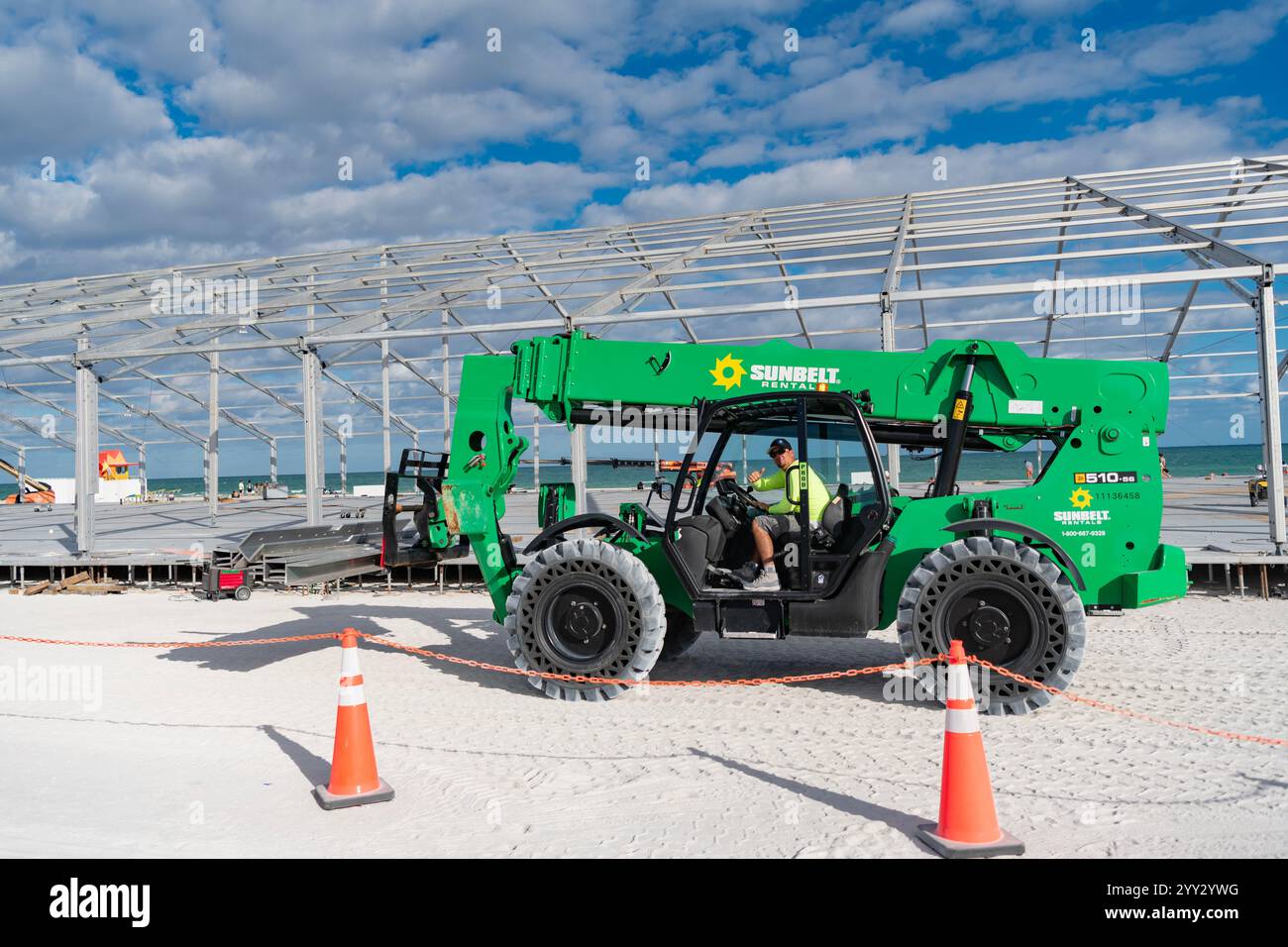 Miami, Florida, USA - November 16, 2024: Telescopic Boom Lift. Sunbelt ...