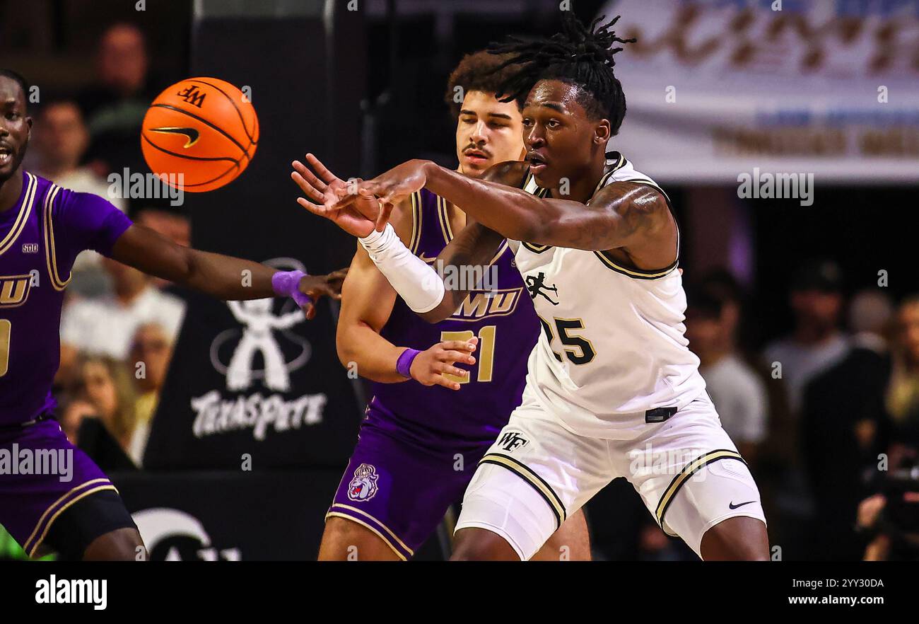 December 17, 2024: Wake Forest freshman Tre'Von Spillers (25) passes ...