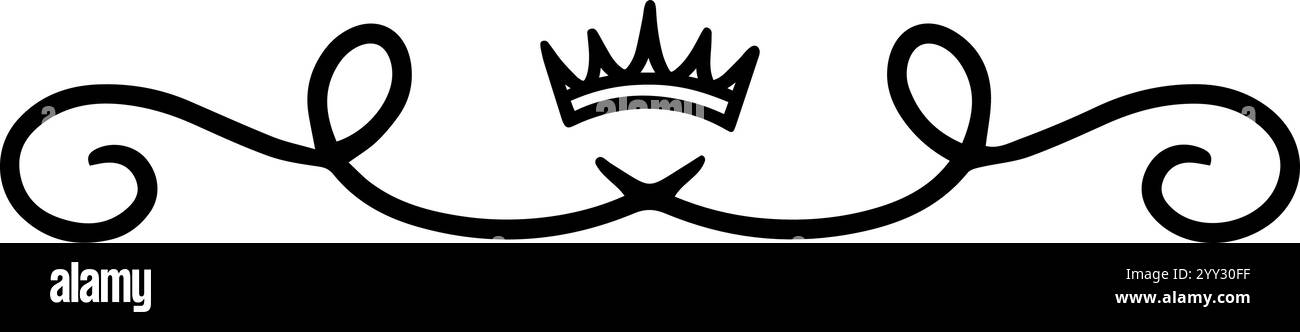 Elegant line art featuring a stylized crown amidst swirling lines ...