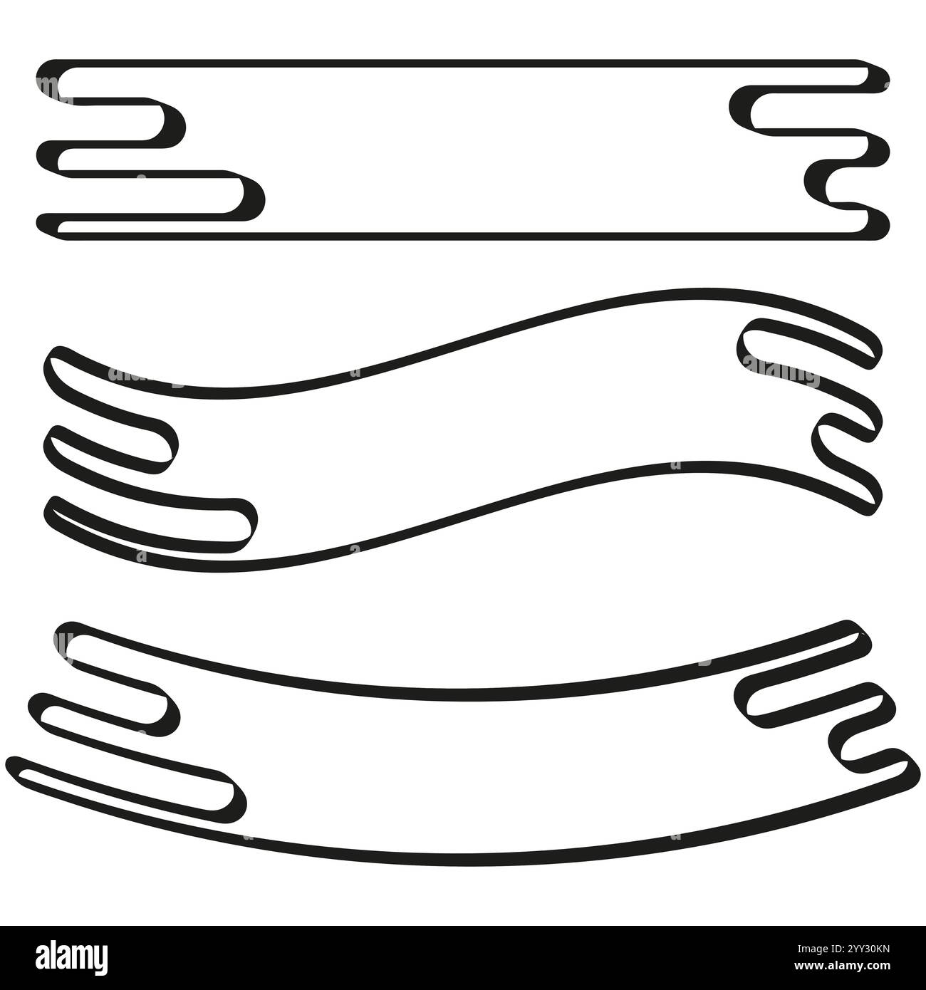 Abstract banner set. Black curved shapes. Minimal vector elements ...