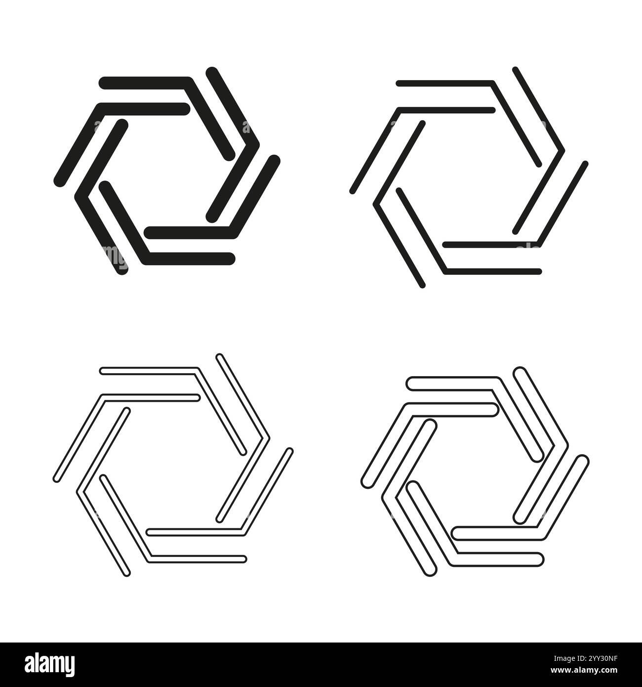 Hexagonal line symbol. Abstract geometric icon. Black hexagon outline. Minimalist shape vector ...