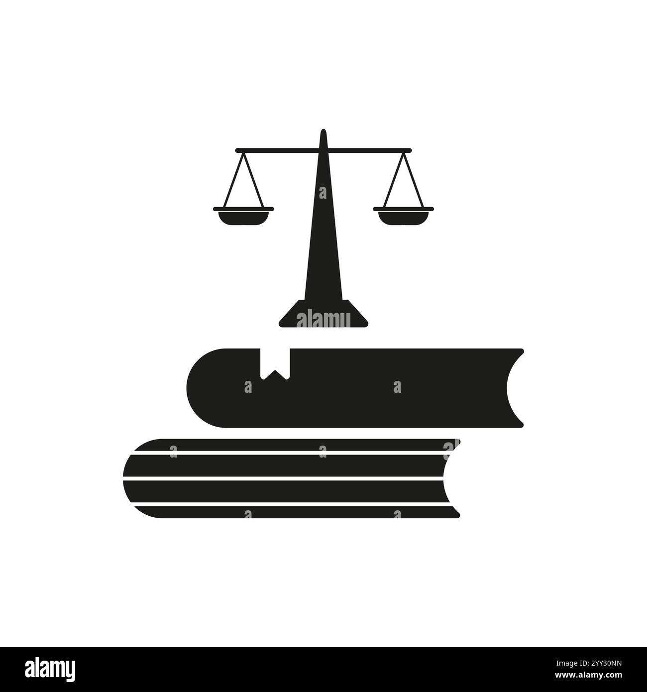Scales and books. Justice concept symbol. Black vector illustration ...