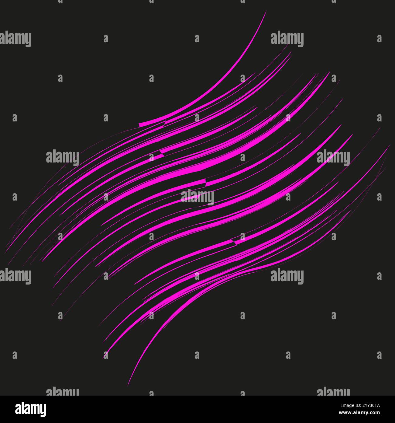 Abstract wavy lines. Curved purple streaks. Black vector background ...