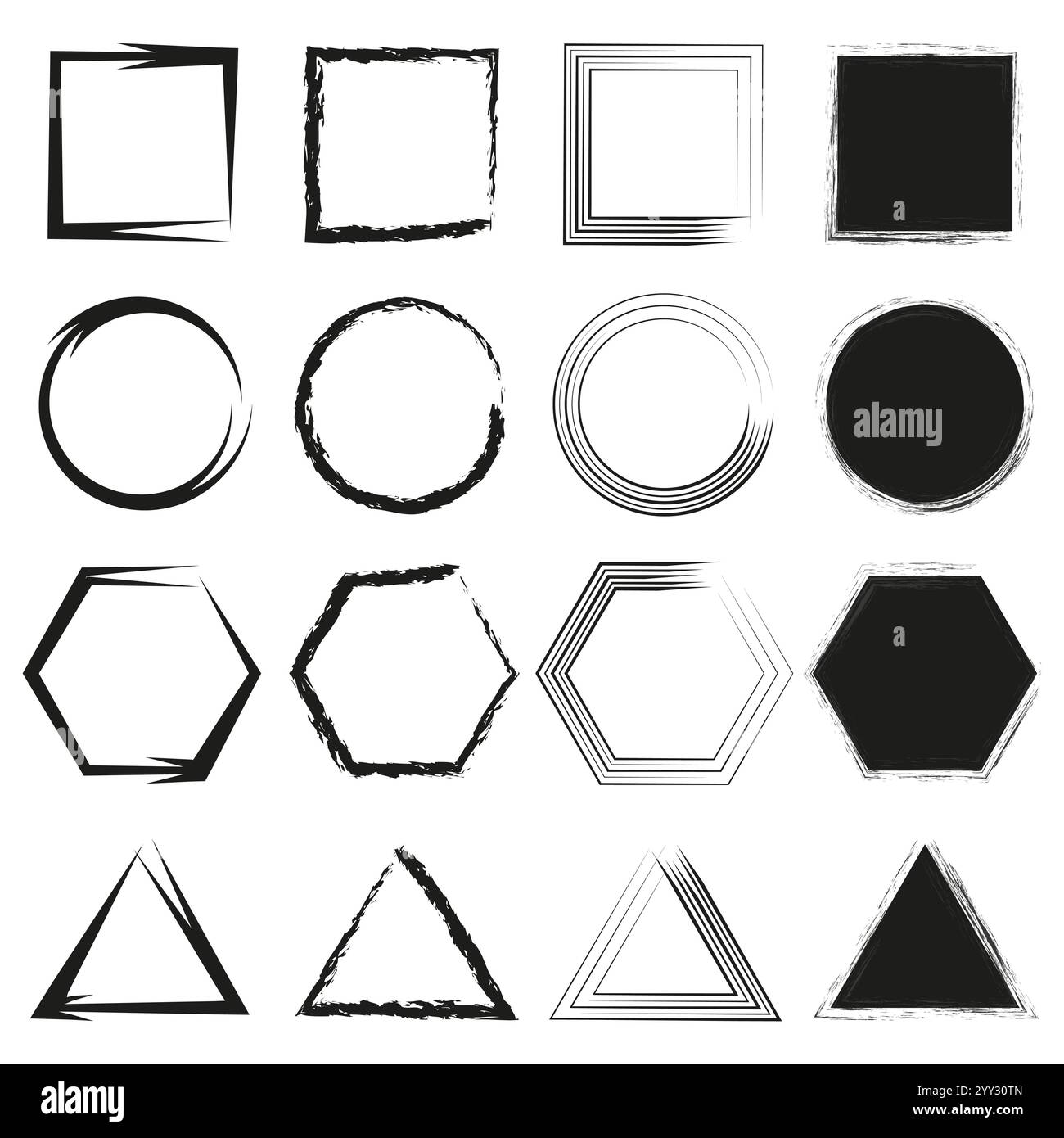 Geometric frame set. Abstract shape collection. Black and white lines ...