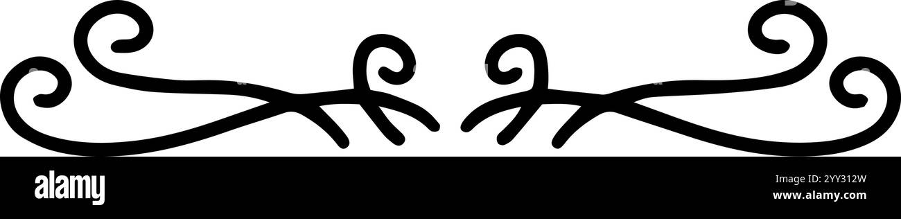 Symmetrical vintage flourish divider with swirls forming a decorative ...