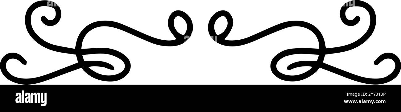 Two symmetrical flourishes are creating a decorative border on white ...