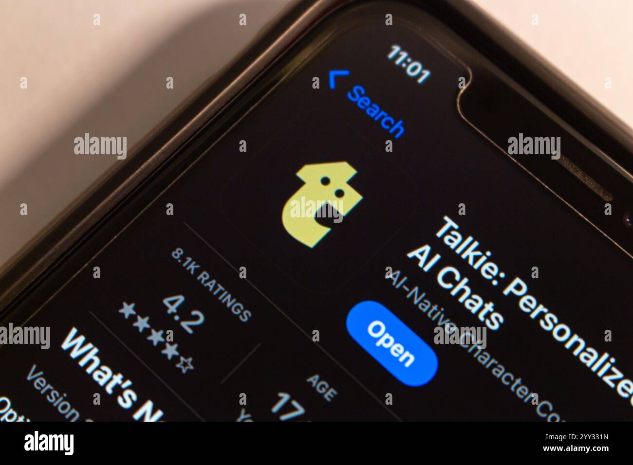 Talkie app is displayed on App Store. Talkie is personalized AI chat ...