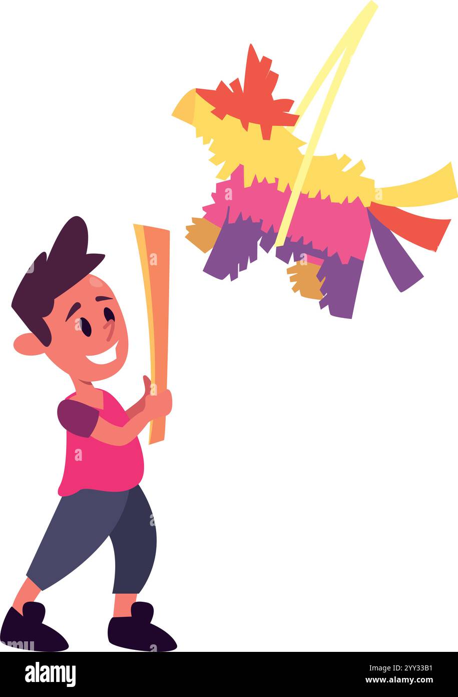 kid hitting pinata birthday party Stock Vector Image & Art - Alamy