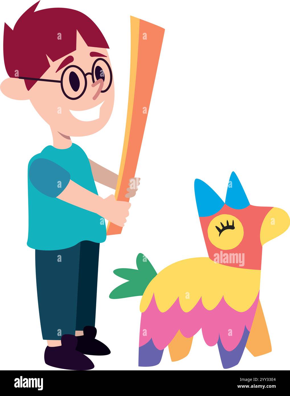 happy boy hitting the pinata party Stock Vector Image & Art - Alamy