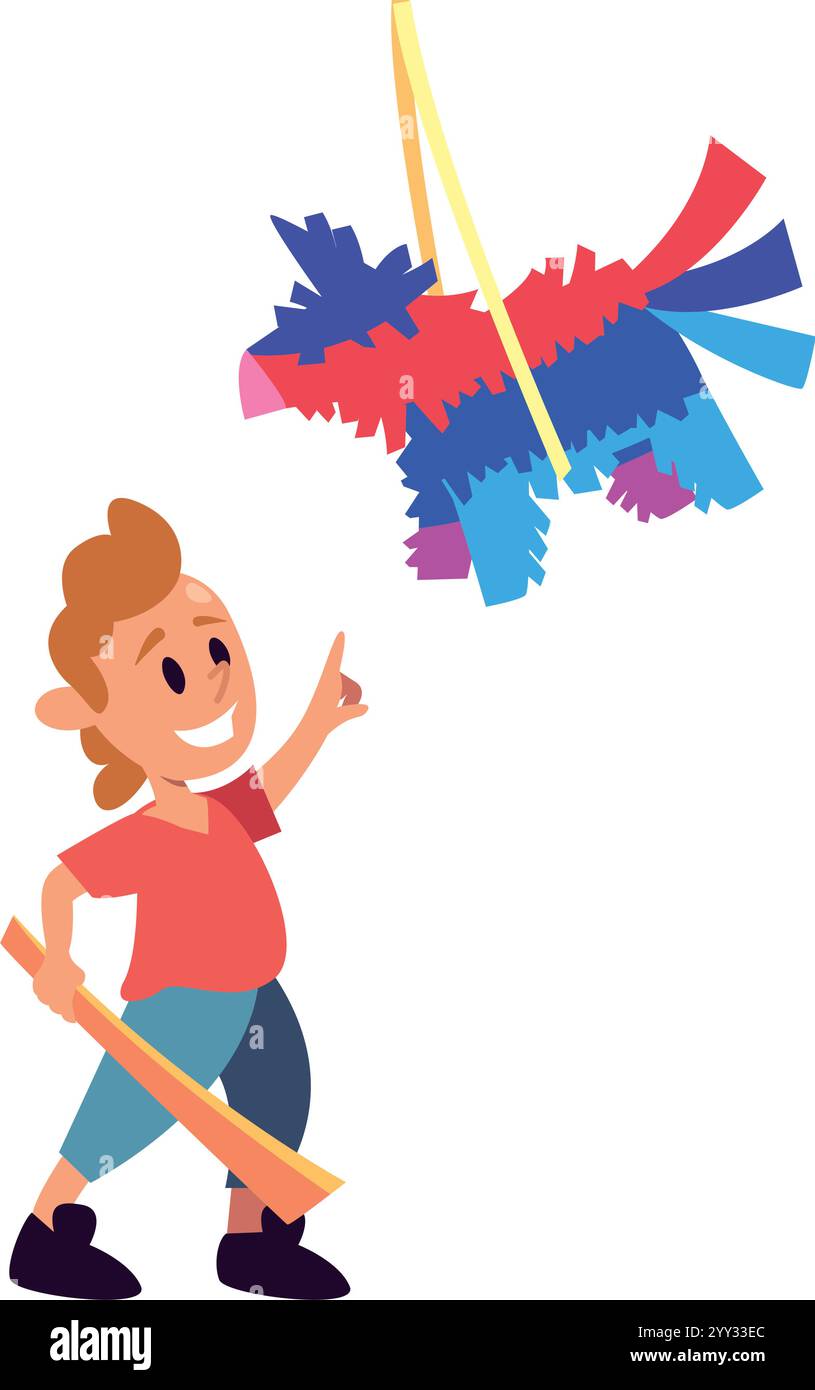 kid hitting pinata party Stock Vector Image & Art - Alamy