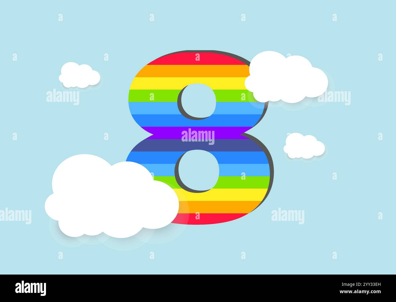 Number 8 Rainbow counting learn object design, abstract rainbow Number ...
