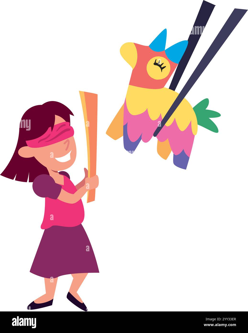 girl hitting the pinata party Stock Vector Image & Art - Alamy
