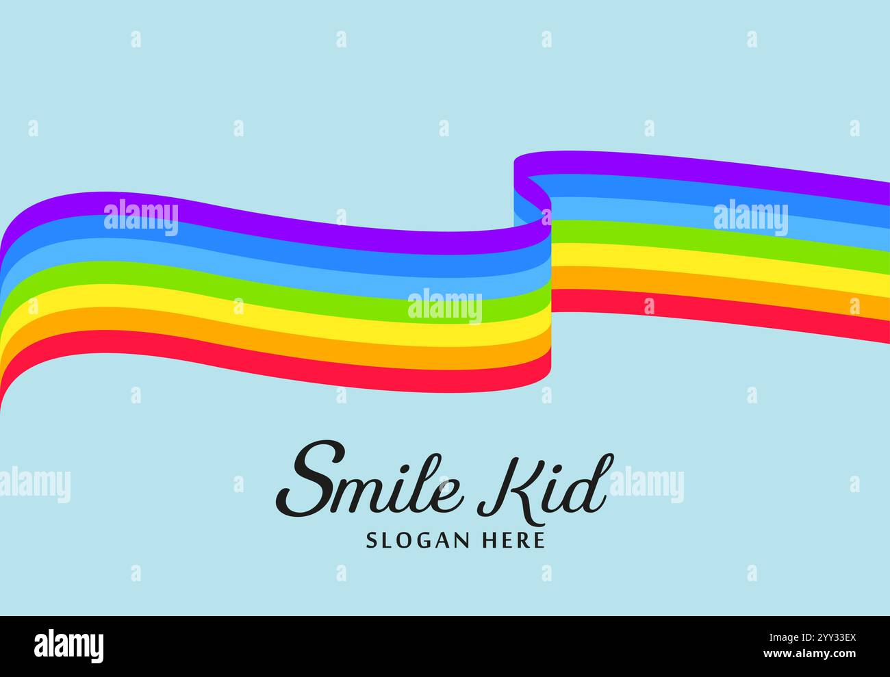 Waving rainbow ribbons flag, banner, art, celebration concept of Kid ...