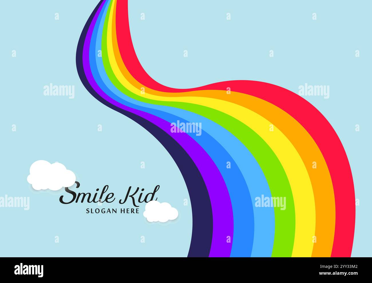 waving abstract rainbow , with soft clouds and text, rainbow Template ...