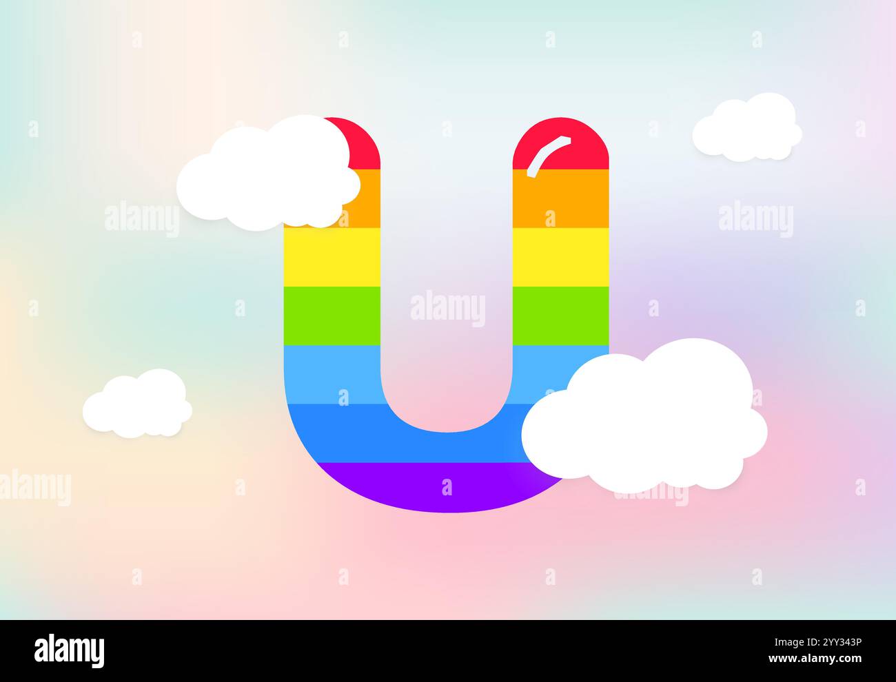U Letter Rainbow patterns design, abstract rainbow letter for kids ...