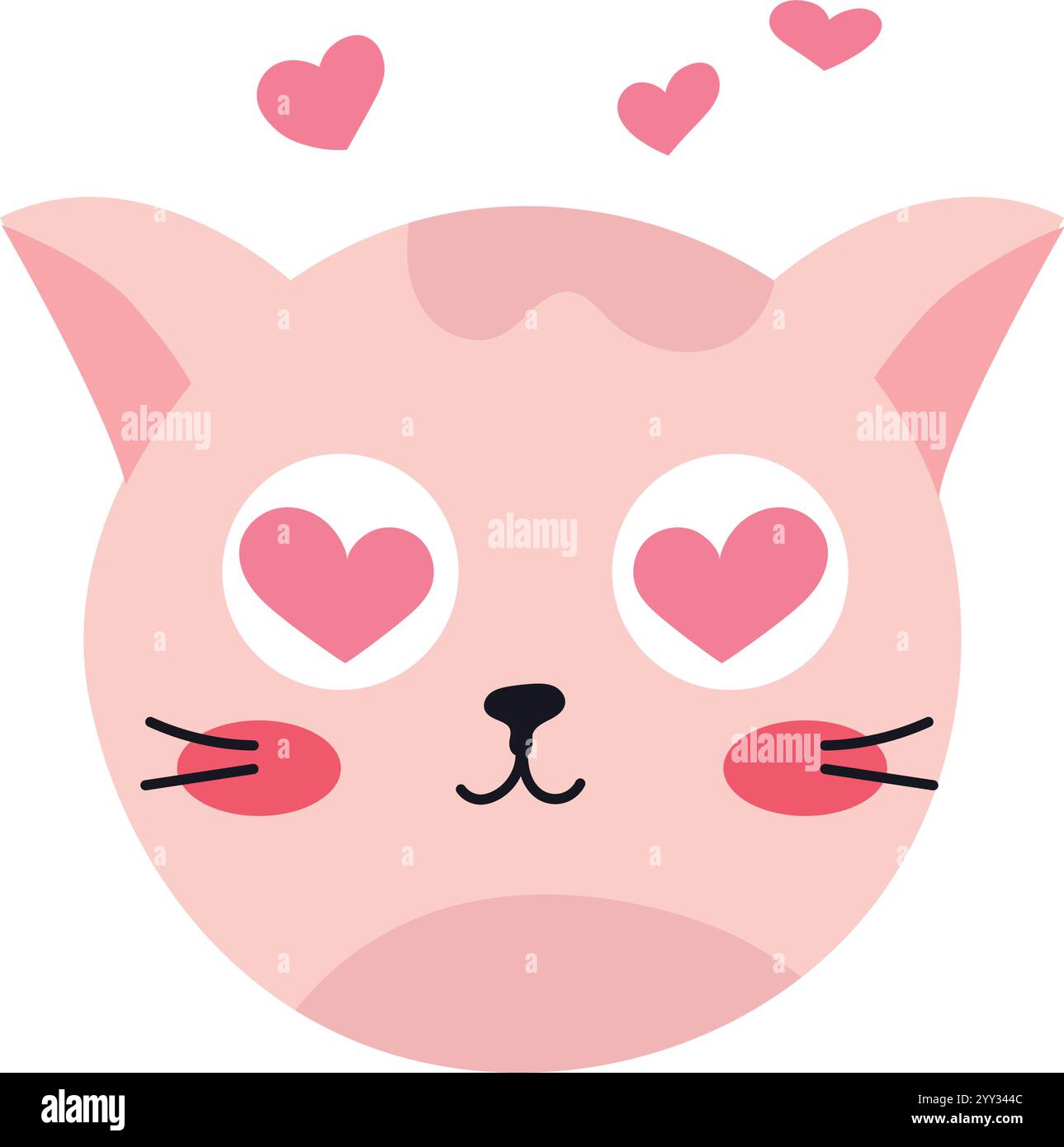 Adorable pink cat face with heart shaped eyes and rosy cheeks ...