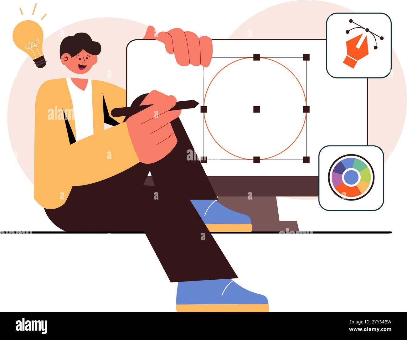 Graphic Designer Vector Illustration Featuring Creativity and Business ...