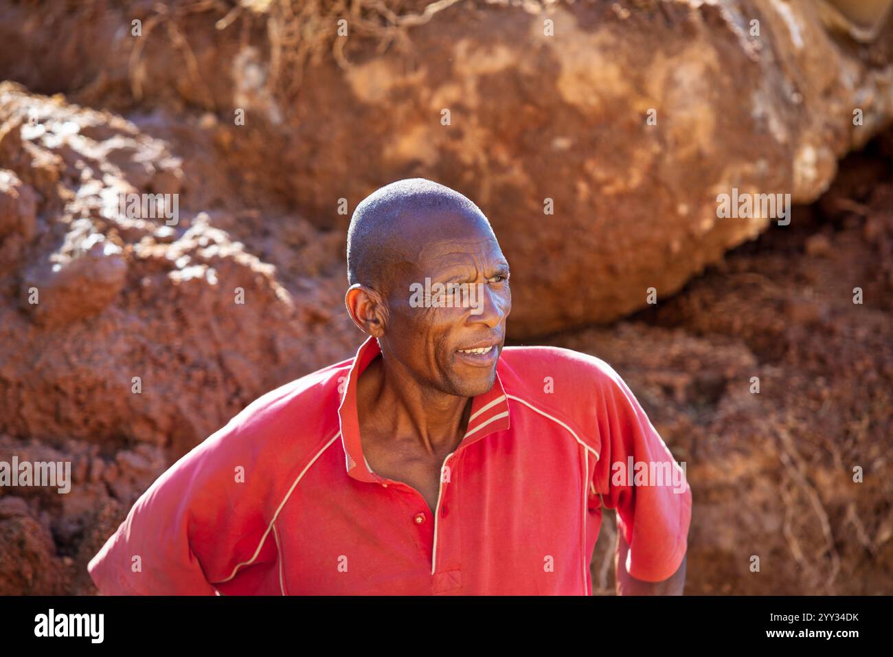 portrait of african american construction worker trench digging ...