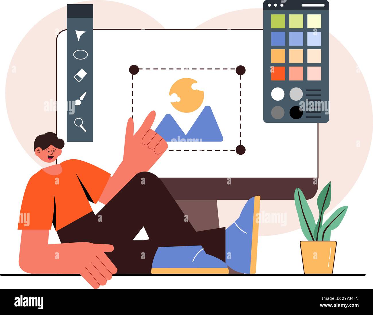 Graphic Designer Vector Illustration Featuring Creativity and Business ...