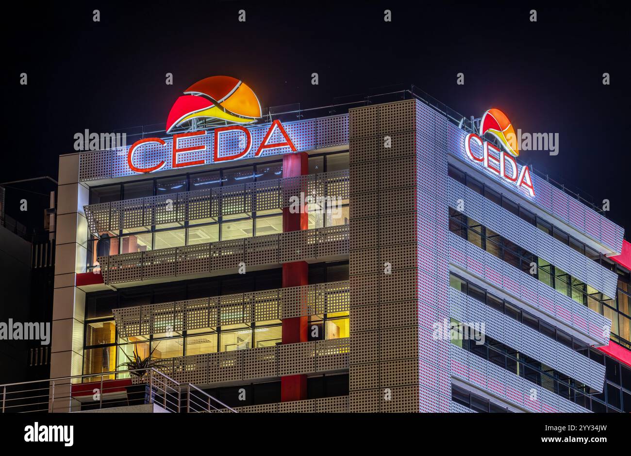 Gaborone, Botswana,14 May 2020, CEDA building headquarters, night time ...