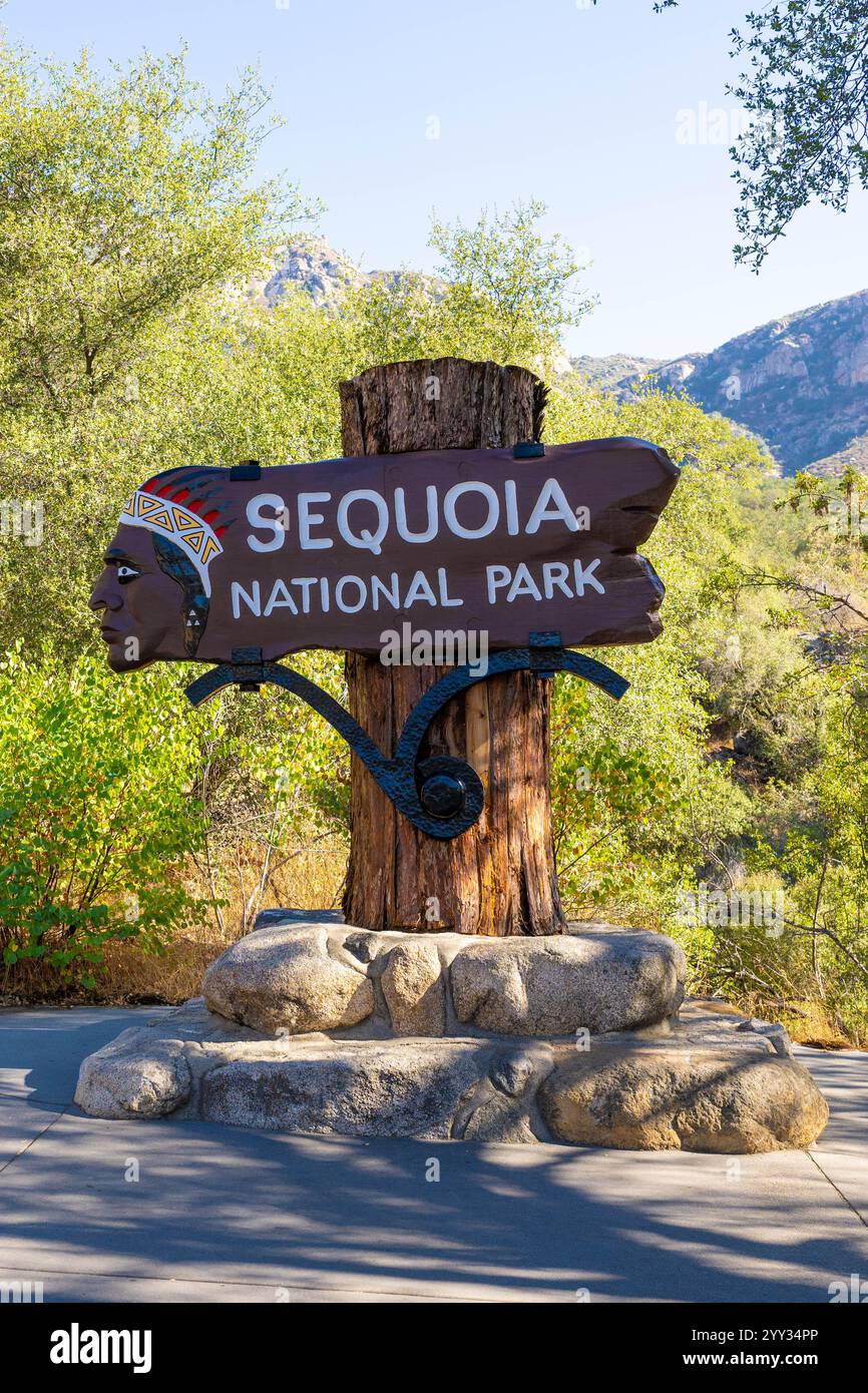 Sequoia National Park, USA. 13th Aug, 2024. Sequoia National Park Sign ...