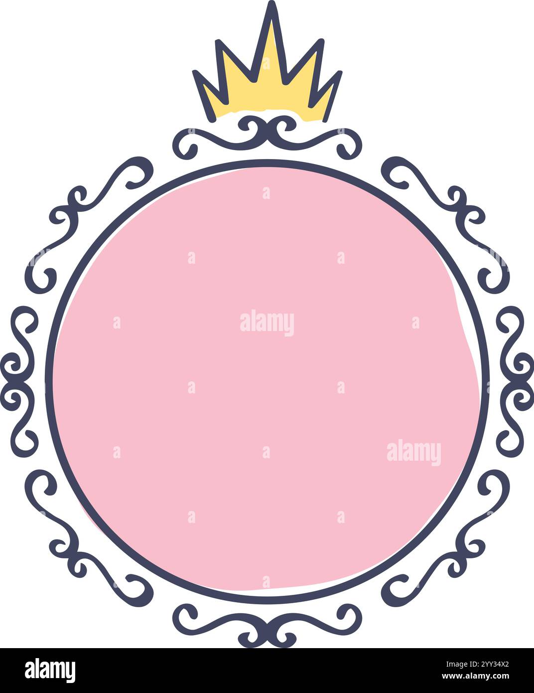 Oval frame with pink background featuring a golden crown and elegant ...