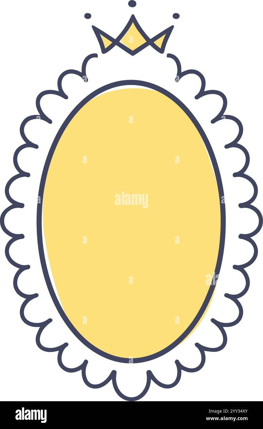 Simple yet elegant yellow oval frame featuring a delicate scalloped ...