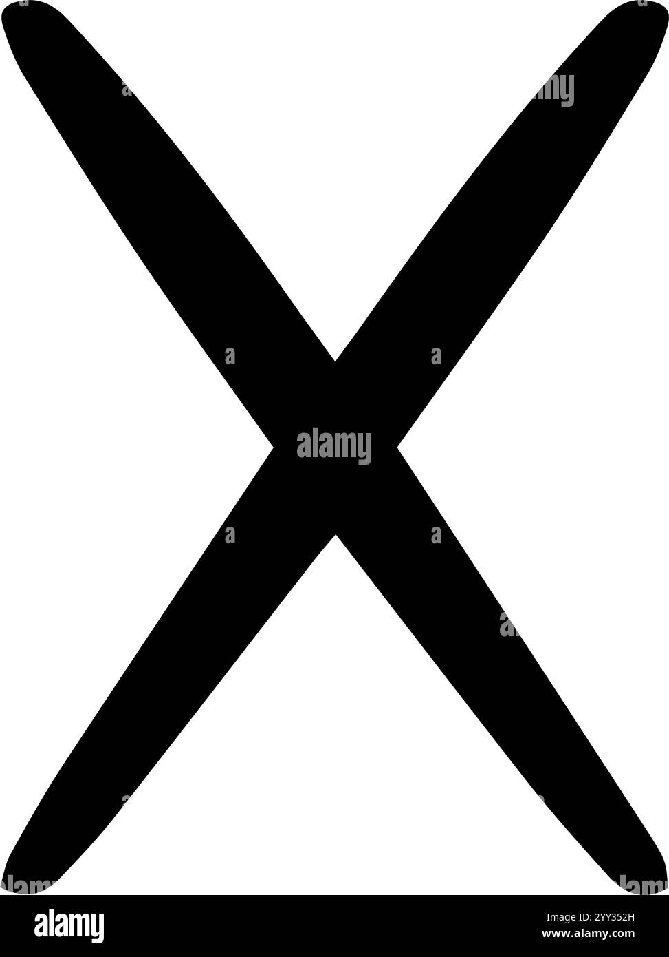 Large black cross mark painted on a white background symbolizing a ...