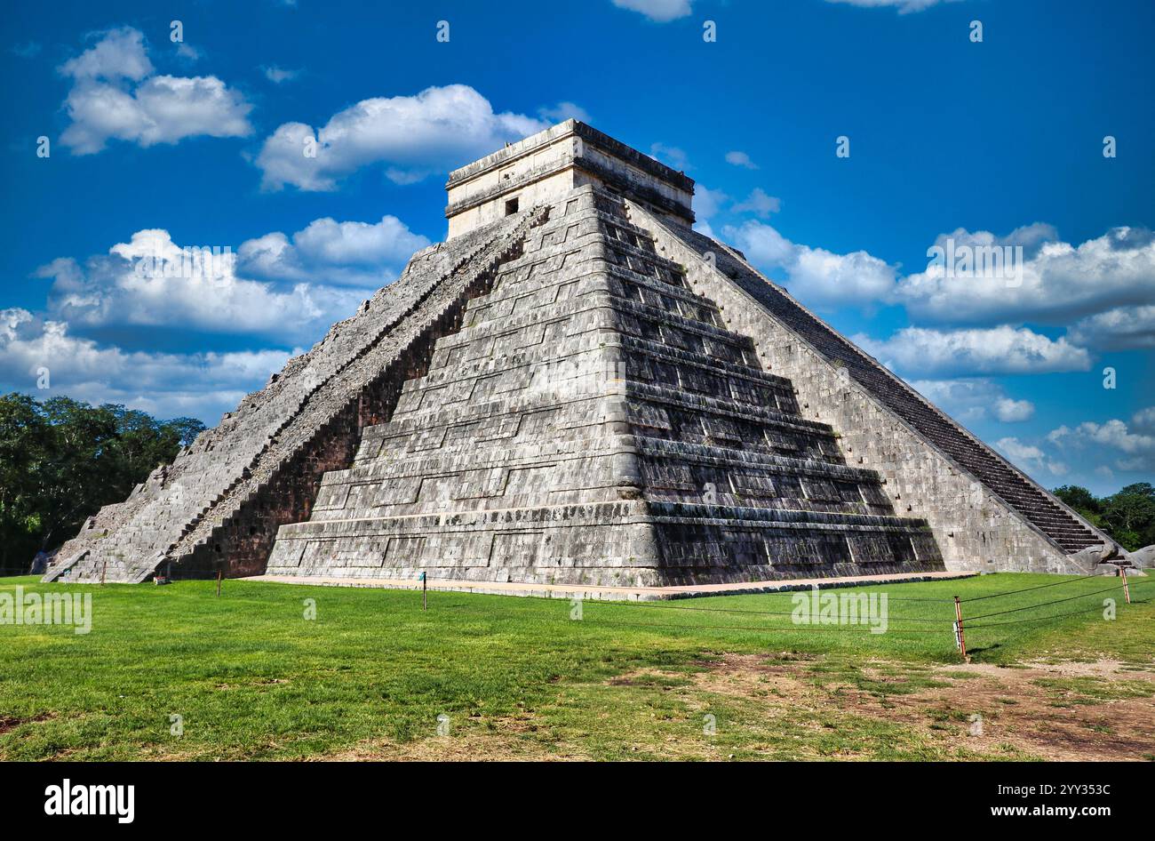 North facing view of Magnificent Temple Pyramid of Kukulcan,El Castillo,modern wonder and ...