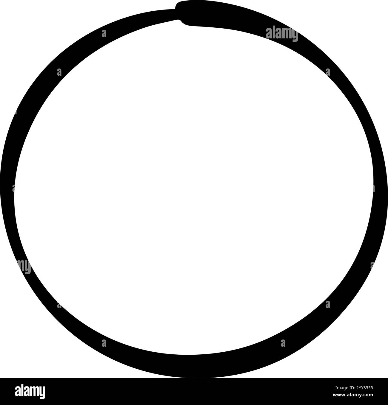 Continuous thick black circular line forming an imperfect hand drawn ...