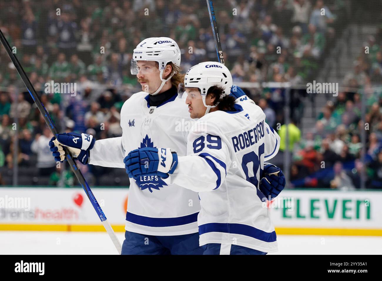 Toronto Maple Leafs left wing Nicholas Robertson (89) celebrates his ...